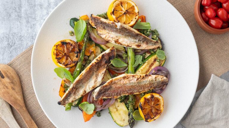 BBQ Fish with Mediterranean Veg & Salsa Verde | Harbour Fish